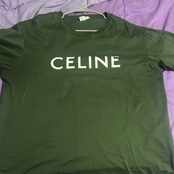 Celine | Tops | Celine Green Shirt | Poshmark